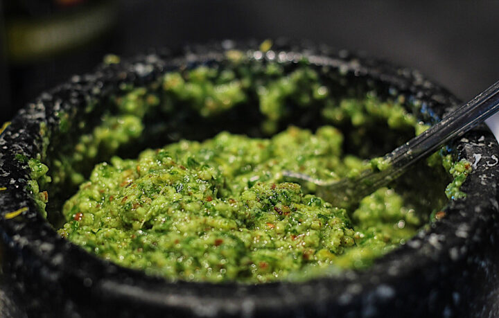 Sorrel pesto with hazelnuts-an easy vegetarian spring meal.
