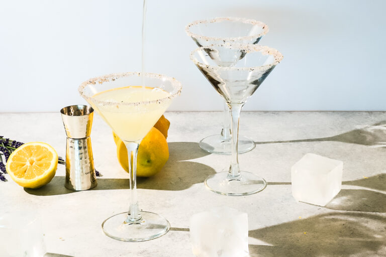 Lavender Lemon Drop Martini With Cocktail Sugar Rim Drinks