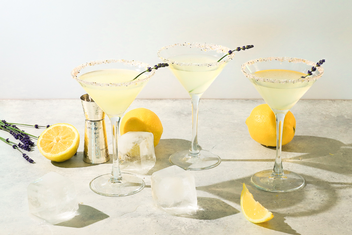 Lavender Lemon Drop Martini With Cocktail Sugar Rim Drinks
