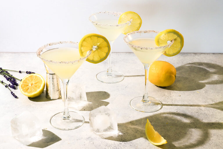 Lavender Lemon Drop Martini With Cocktail Sugar Rim Drinks