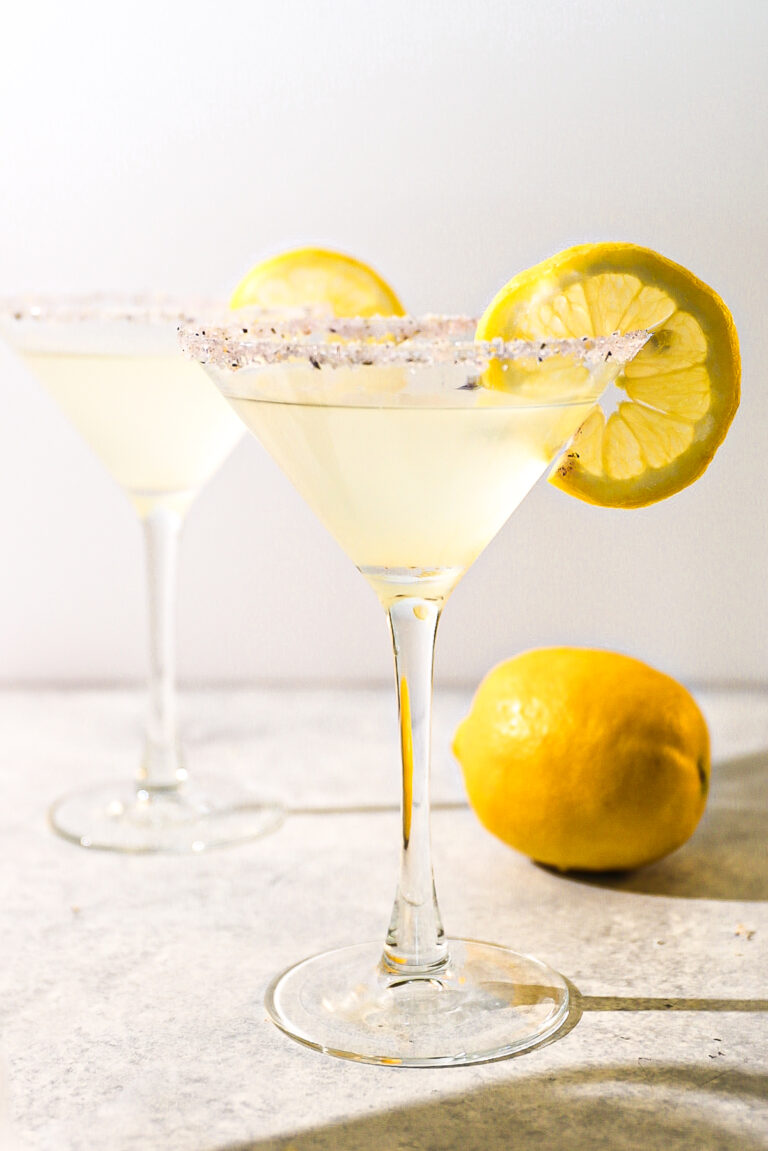 Lavender Lemon Drop Martini With Cocktail Sugar Rim Drinks