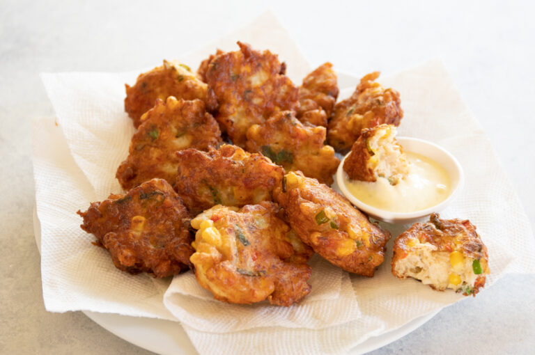 Crispy Corn And Crab Fritters With Spicy Mayo