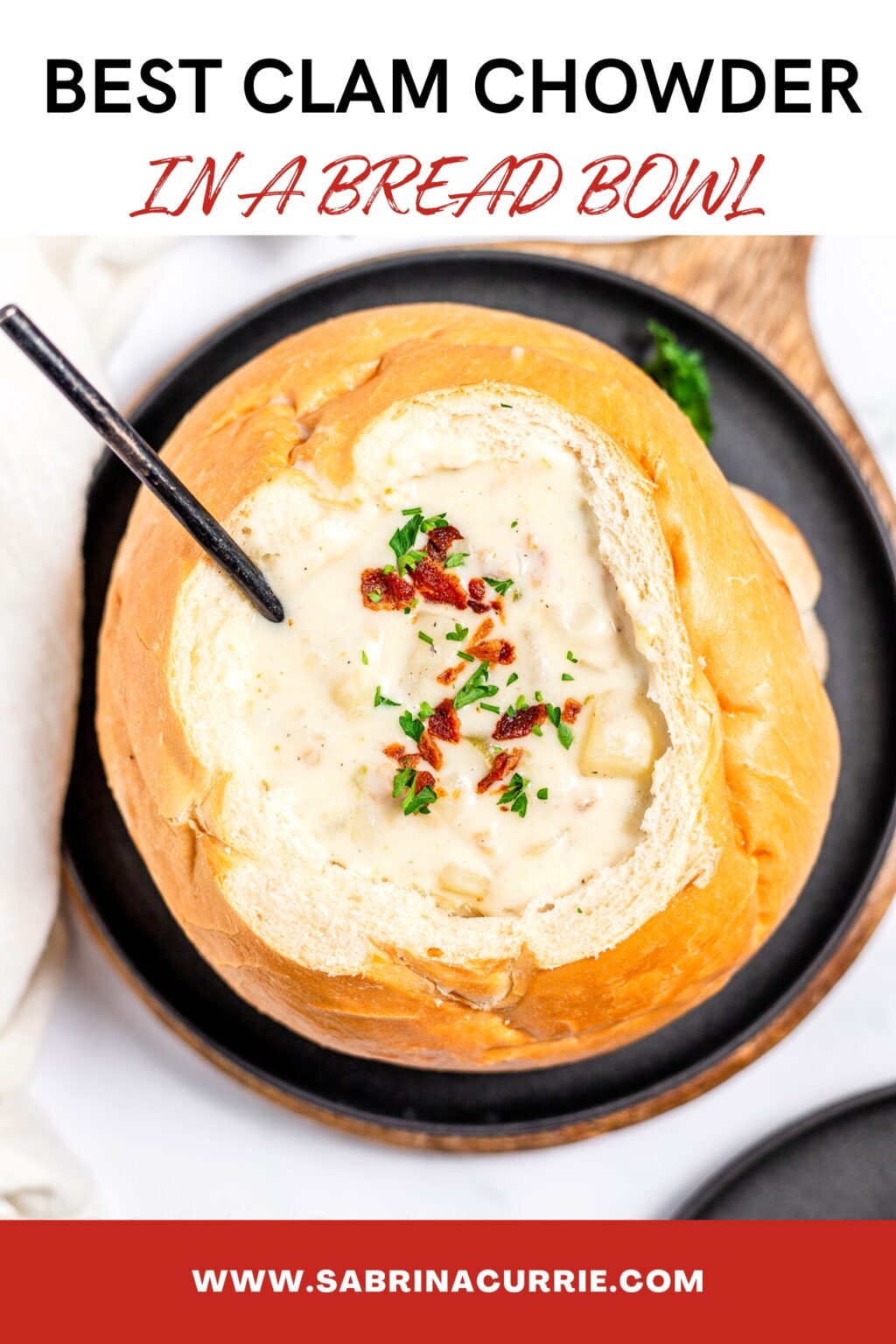 Creamy Clam Chowder In A Bread Bowl - Easy Recipe (GF option) - West ...