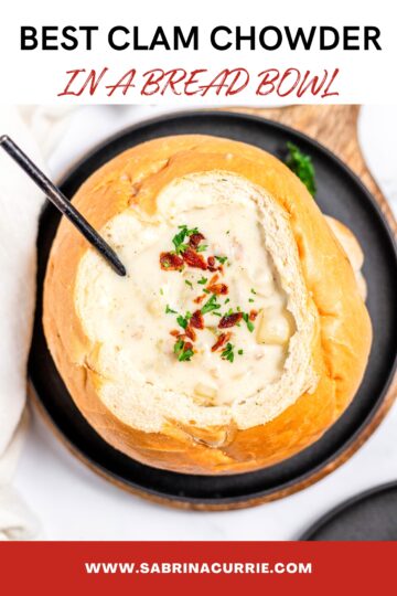 Creamy Clam Chowder In A Bread Bowl - Easy Recipe (GF option) - West ...