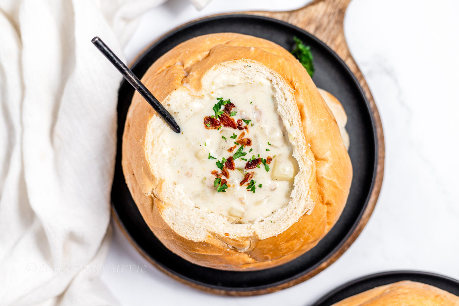 Creamy Clam Chowder In A Bread Bowl - Easy Recipe (GF option) - West ...