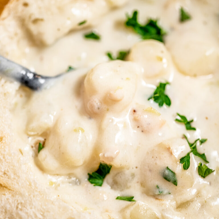 Creamy Clam Chowder In A Bread Bowl - Easy Recipe (GF option) - West ...