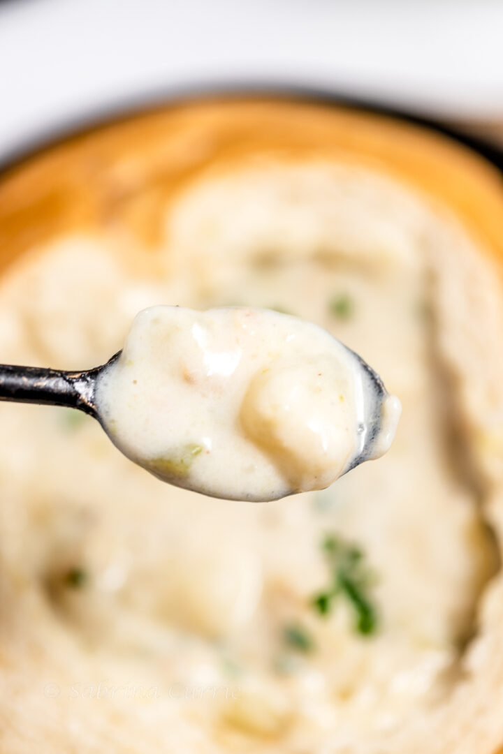 Creamy Clam Chowder In A Bread Bowl - Easy Recipe (GF option) - West ...