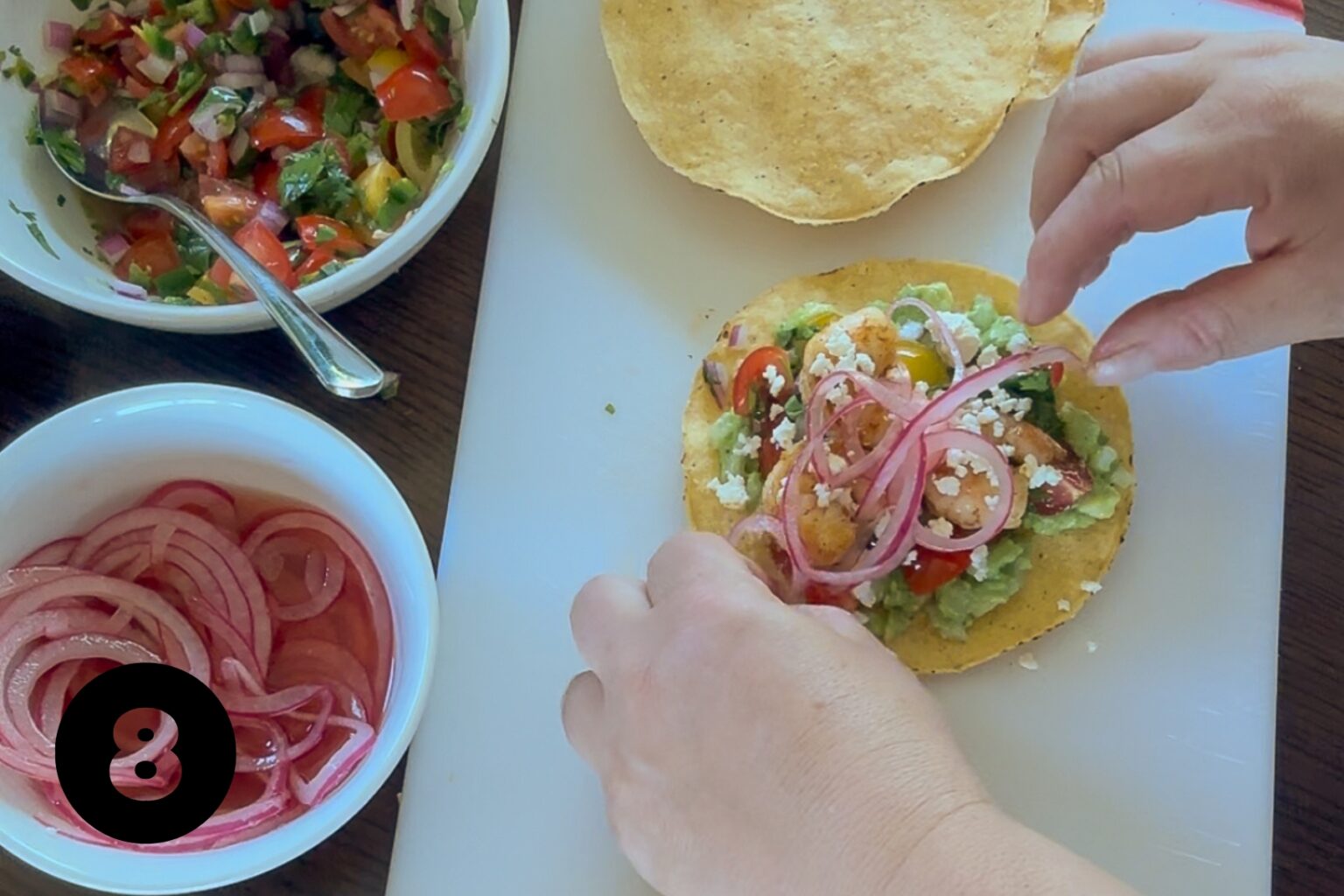 Easy Prawn Tostadas With Guacamole, Salsa And Cheese - West Coast ...